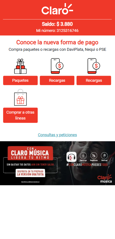 Claro Móvil | Paquetes, Recargas y Adelantos En Línea